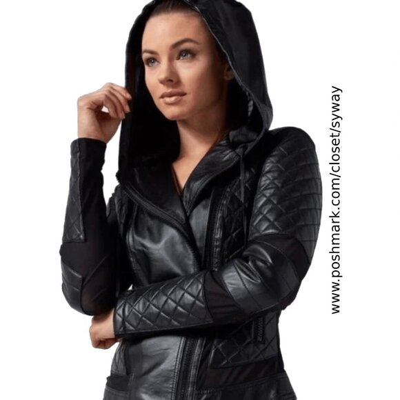 blanc noir | Jackets & Coats | Blanc Noir Voyage Hooded Leather Mesh Moto Jacket | Poshmark